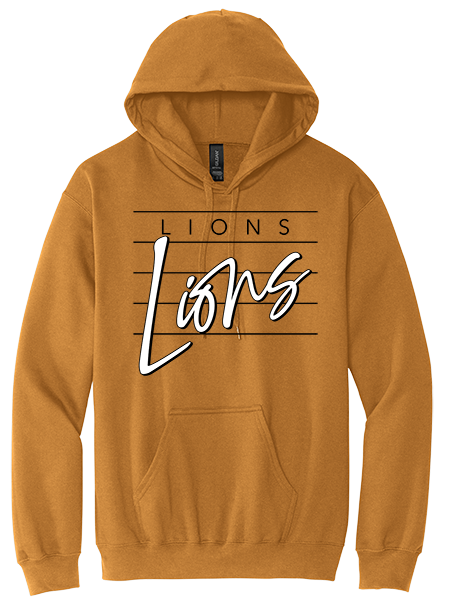 # 2 Lion Script logo Mustard Hoodie | Lion Country Graphics